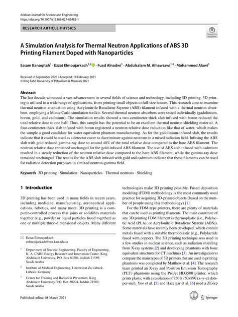 pdf a simulation analysis for thermal neutron applications of abs 3d