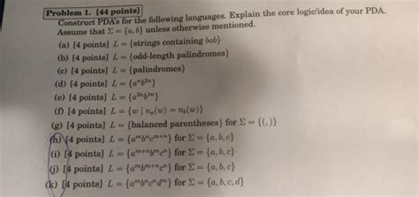 solved problem 1 [44 points construct pda s for the