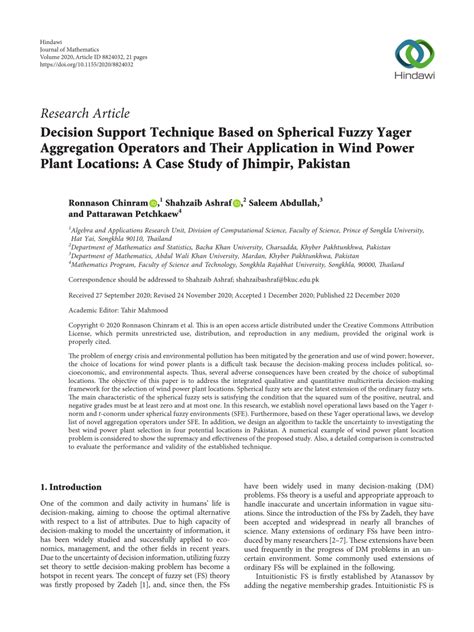 pdf decision support technique based on spherical fuzzy yager