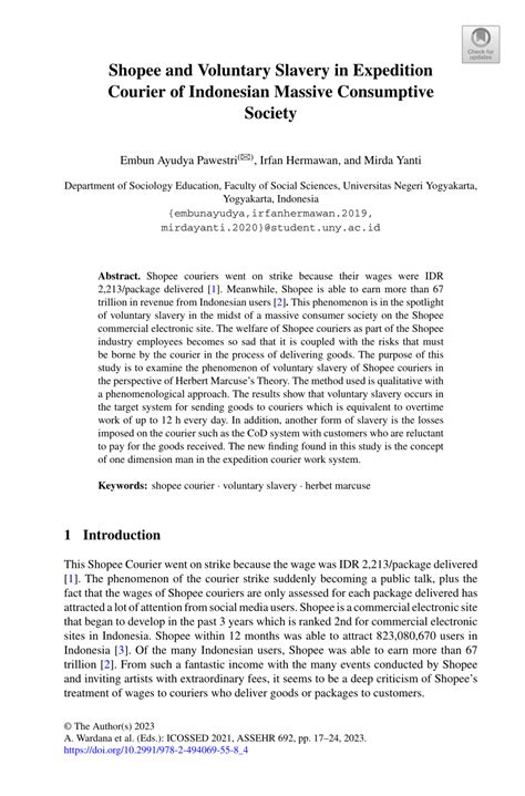 Pdf Shopee And Voluntary Slavery In Expedition Courier Of Indonesian