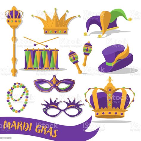 마디 그 라 카니발 아이콘 디자인 요소 평면 스타일을 설정합니다 0명에 대한 스톡 벡터 아트 및 기타 이미지 0명 공휴일