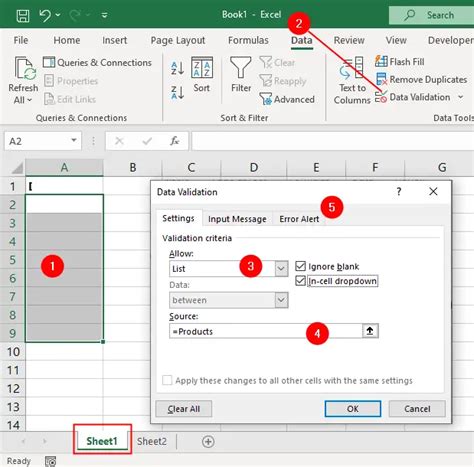 Data Validation Drop Down List From Another Worksheet In Excel Brainbell
