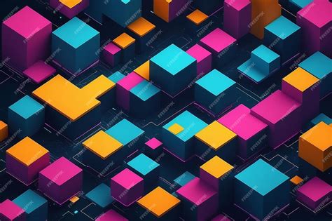 Abstract Geometric Background With Isometric Digital Blocks Blockchain Concept And Modern
