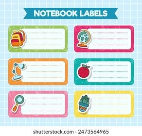 Vector Notebook Labels Icons Babe Subjects Stock Vector Royalty Free 2473564979 Shutterstock