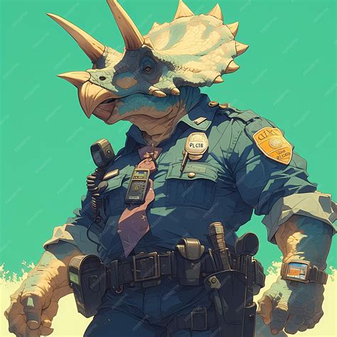 Premium Photo Triceratops As Police Officer Jurassic Law Enforcement