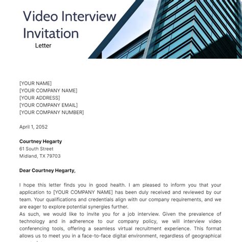 Video Interview Invitation Letter Template Edit Online And Download Example