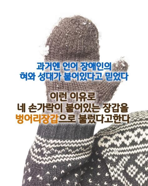 벙어리 장갑 이라는 말 대신 손모아 장갑 이라는 말을 장려하네요