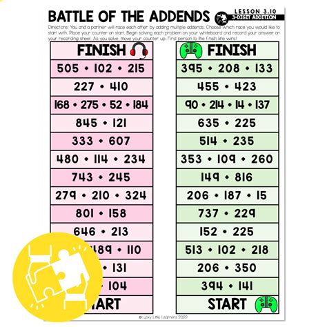 Lucky To Learn Math 3 Digit Addition Review Lesson 310 Collaboration Battle Of The