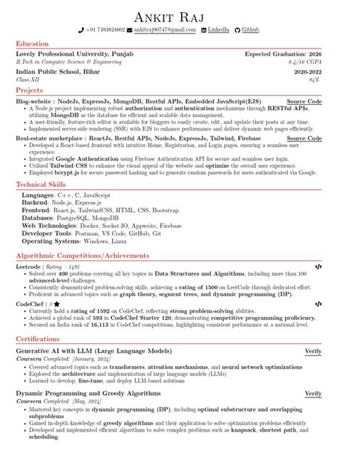 Updatedresume Pdf Dynamic Programming Computer Programming