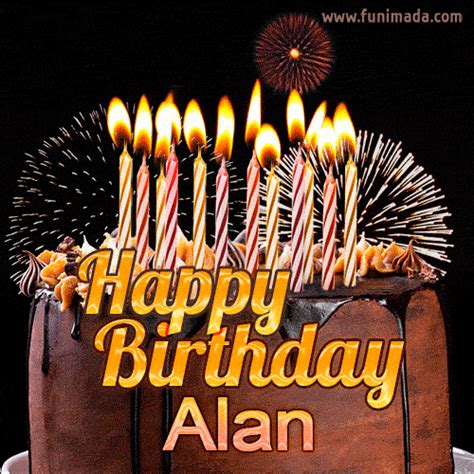 Happy Birthday Alan Chocolate Cake Fireworks  Download On
