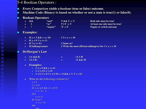 PPT 5 4 Boolean Operators Every Comparison Yields A Boolean True Or False Outcome