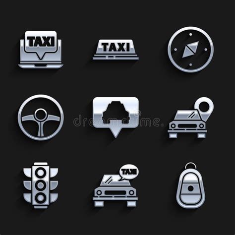 set map pointer with taxi taxi car car key remote traffic light