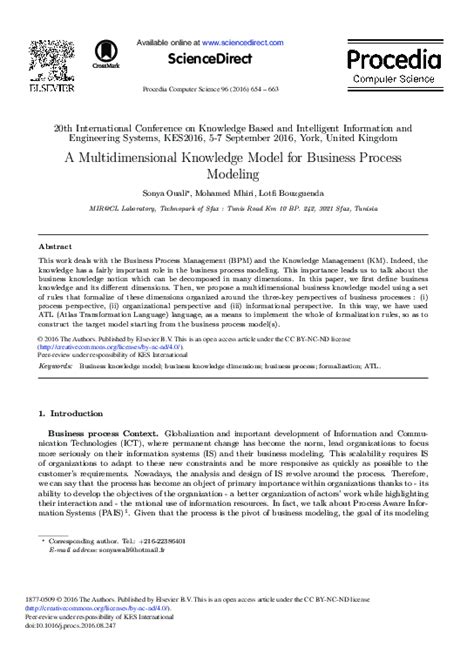 pdf a multidimensional knowledge model for business process modeling