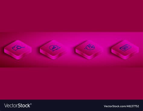 Set Isometric Line Search With Folder Pie Chart Vector Image