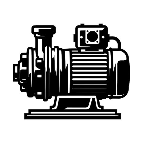 물 프 모터 무거운 기계 실루 터 일러스트레이션이 바탕에 고립되어 있습니다 프리미엄 Ai 생성 벡터