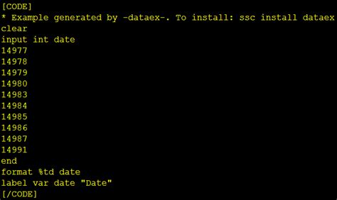 如何使用dataex产生范例数据stata 如何使用dataex产生范例数据stata