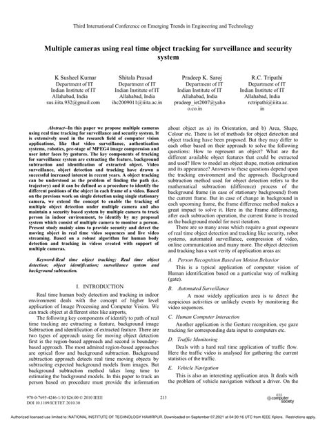 Pdf Multiple Cameras Using Real Time Object Tracking For Surveillance And Security System