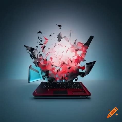 Laptop Explosion With Red Screen On Craiyon