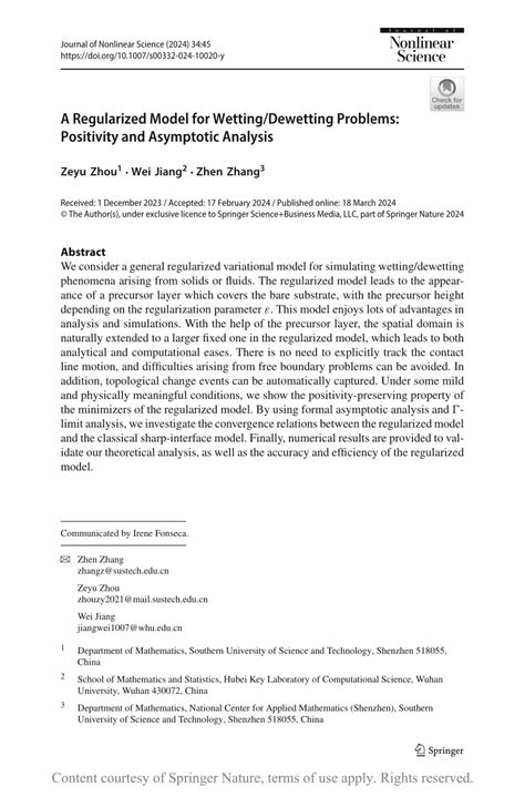A Regularized Model For Wettingdewetting Problems Positivity And