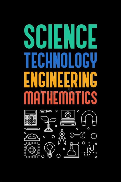 Science Technology Engineering And Maths Creative Banner Stem Vector Outline Vertical Dark
