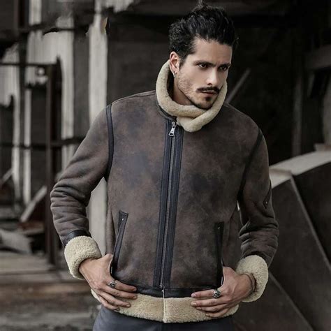 Grenn Color Mens Shearling Jacket B3 Sheepskin Jacket Original Flying