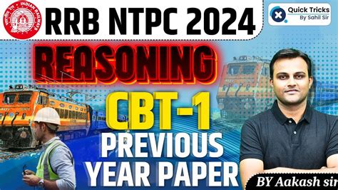 Rrb Ntpc 2024 Reasoning Cbt 1 Previous Year Paper Rrb Ntpc Reasoning Pyq By Akash Sir Youtube