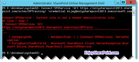connect sposervice current site is not a tenant administration site