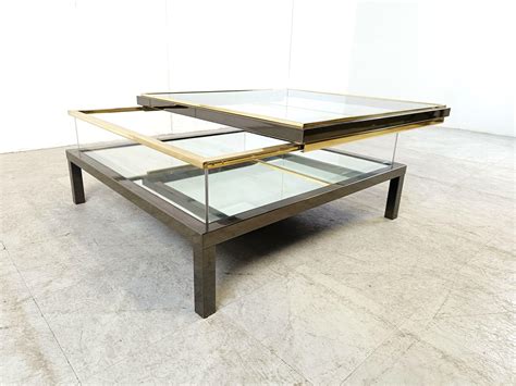 Vintage Sliding Glass Coffee Table By Maison Jansen 1970s For Sale At