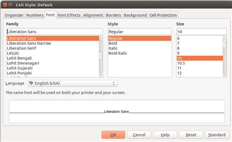 Default Font And Font Size In LibreOffice Calc 4 2 3 3 Ask Ubuntu