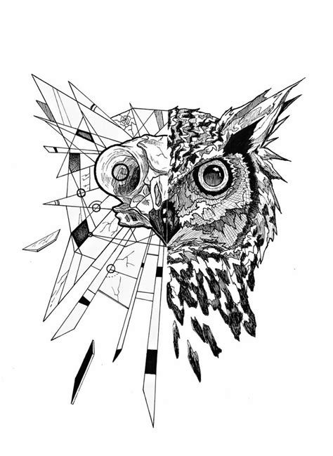 Half Owl By Junbenliesor On Deviantart Geometric Owl Owl Tattoo