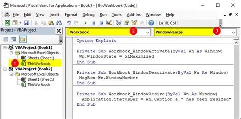 Window Events For Workbook In Excel
