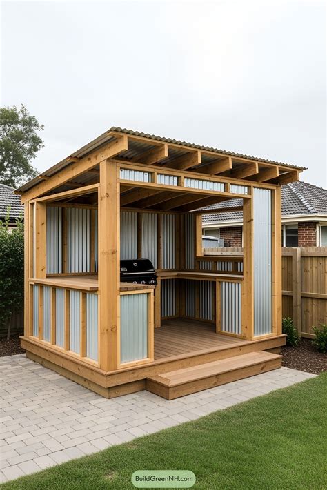Wooden Bbq Shed With A Tin Roof And Grill Sizzle Up Your Outdoor Space