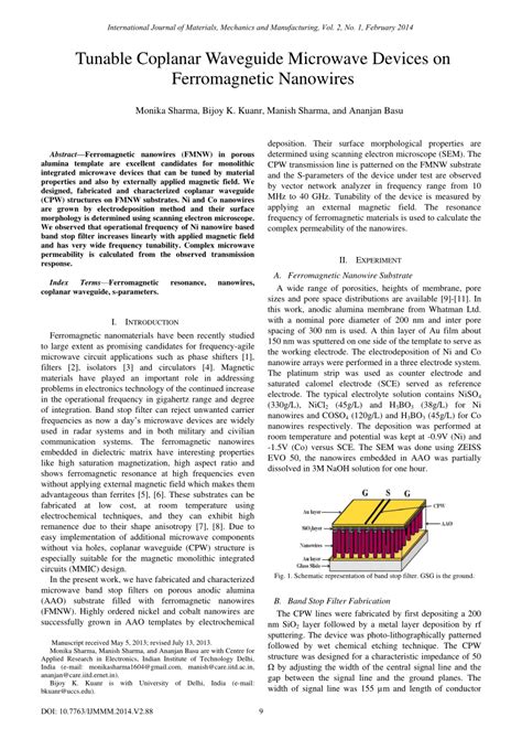 Pdf Tunable Coplanar Waveguide Microwave Devices On Ferromagnetic Nanowires