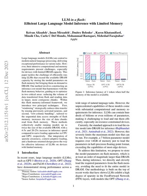 Llm In A Flash Efficient Large Language Model Inference With Limited