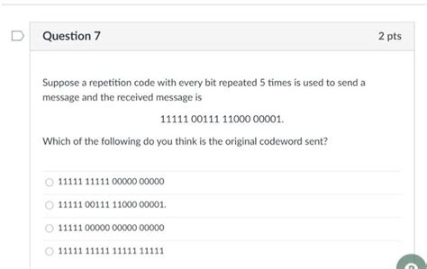 solved question 2 2 pts suppose an even parity code is