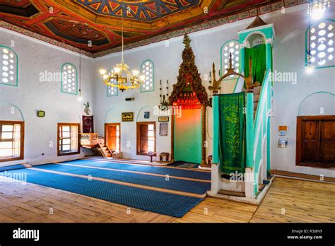 Kings Mosque Xhamia Mbret Prayer Hall Wooden Carved Ceiling Berat