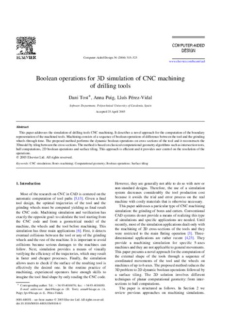 Pdf Boolean Operations For 3d Simulation Of Cnc Machining Of Drilling