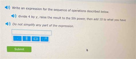 write an expression for the sequence of operations described below