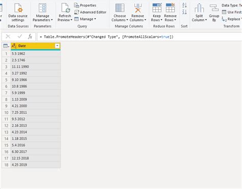 errors in date column and methods to remedy them in power bi