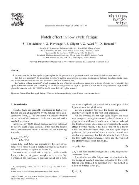 Pdf Notch Effect In Low Cycle Fatigue