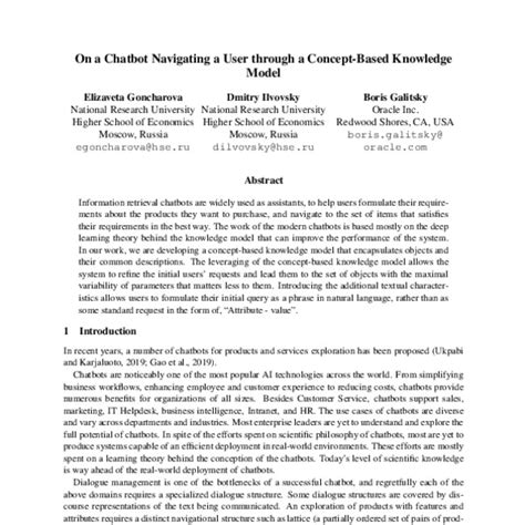 On A Chatbot Navigating A User Through A Concept Based Knowledge Model