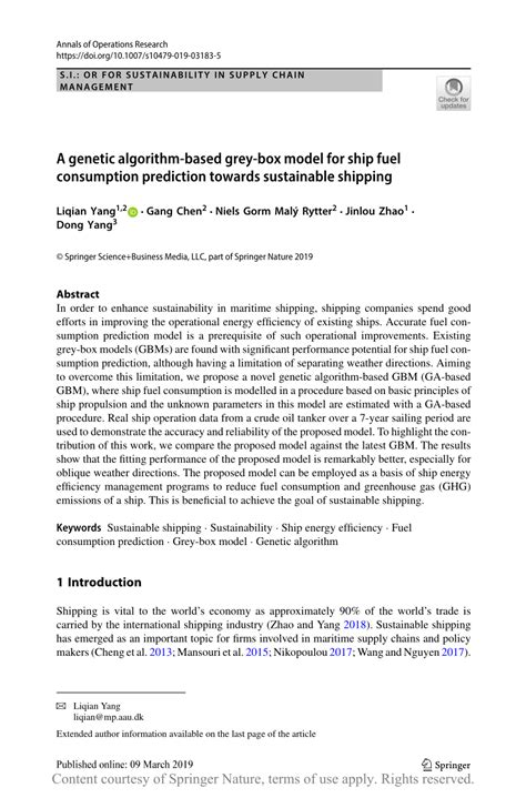 a genetic algorithm based grey box model for ship fuel consumption