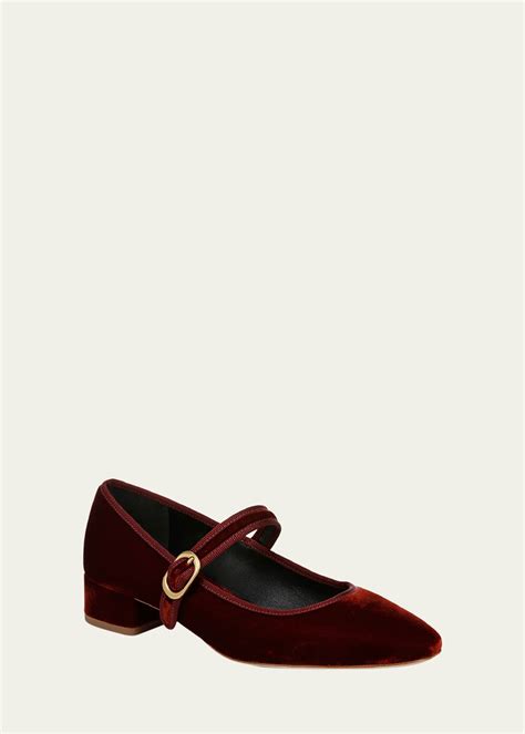Veronica Beard Cade Velvet Mary Jane Ballerina Pumps Bergdorf Goodman