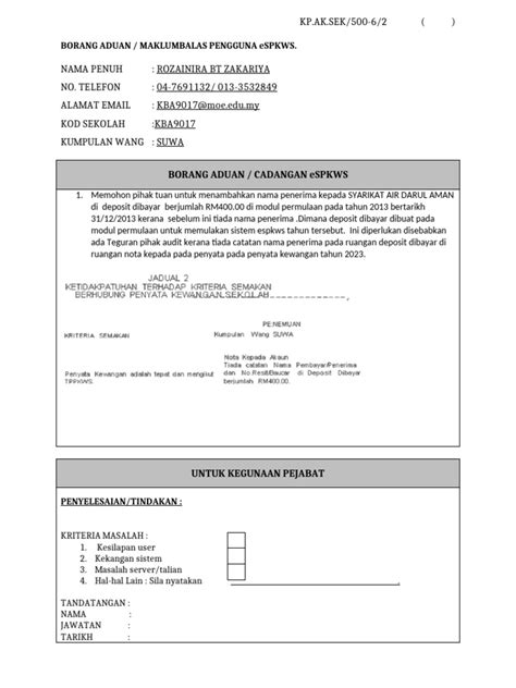 Borang Aduan Espkws2024 Pdf