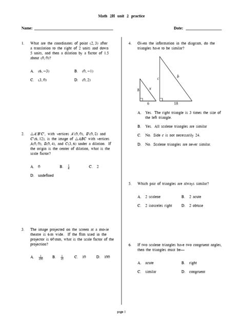 Math2hunit2practice Pdf Triangle Classical Geometry