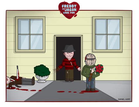 Post Design Freddy And Jason Have Fun Ilustracion
