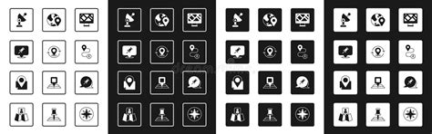 Set Monitor With Map Location Map Pin Push Radar Route Location The Globe And Folded