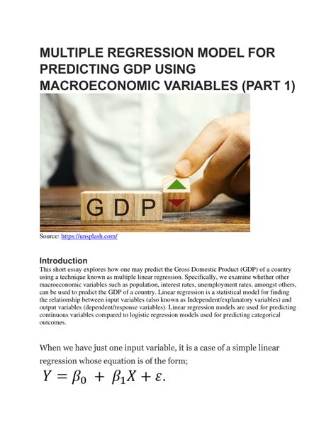 pdf multiple regression model for predicting gdp using macroeconomic