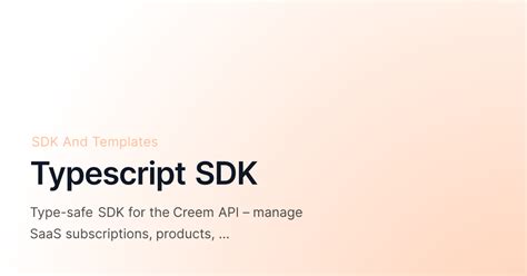 Typescript Sdk Creem