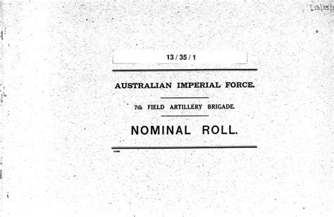Ww1 Yandoo Nominal Roll Casualty Lists And Rolls Of Honour 7 Field